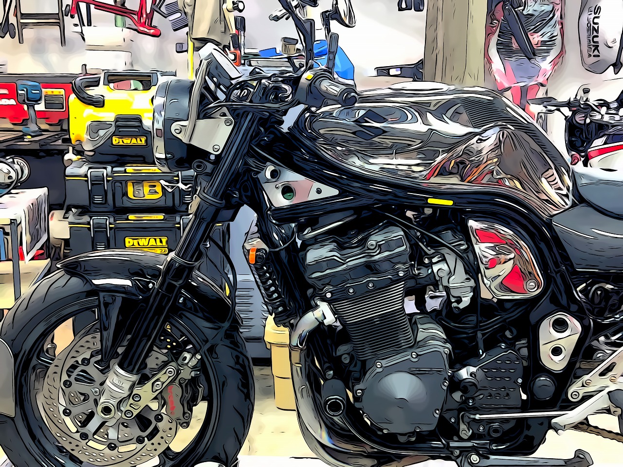 GSF1200 シェルアドバンスオイル交換 ゲイルスピードワイヤークラッチホルダーなど | decoboco